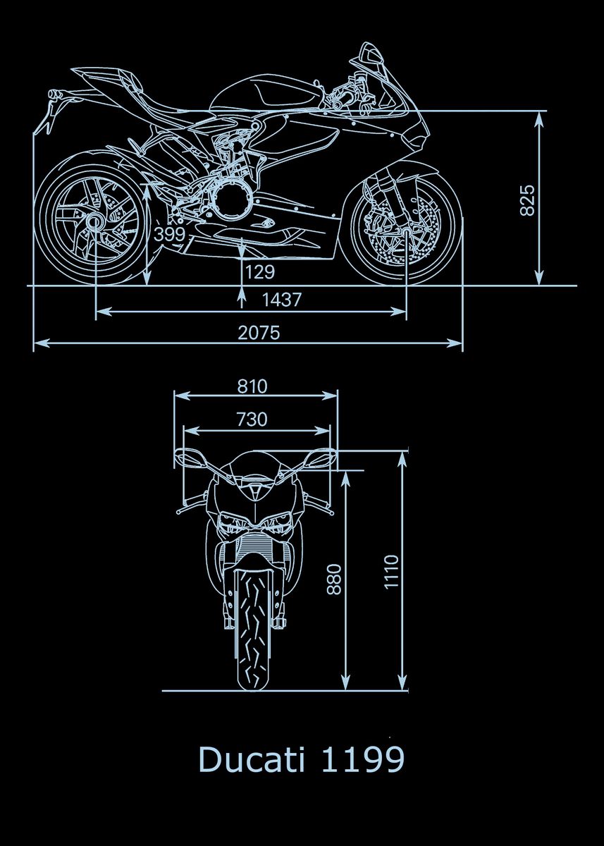 'Ducati 1199 2012 Blueprint' Poster by shiner artist | Displate