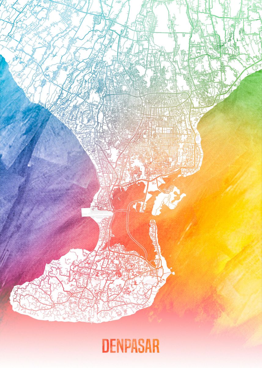 'Denpasar map' Poster, picture, metal print, paint by Stefano Lunghi ...