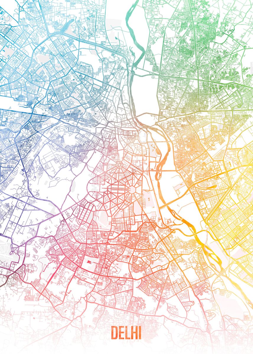 'Delhi map' Poster by Stefano Lunghi | Displate
