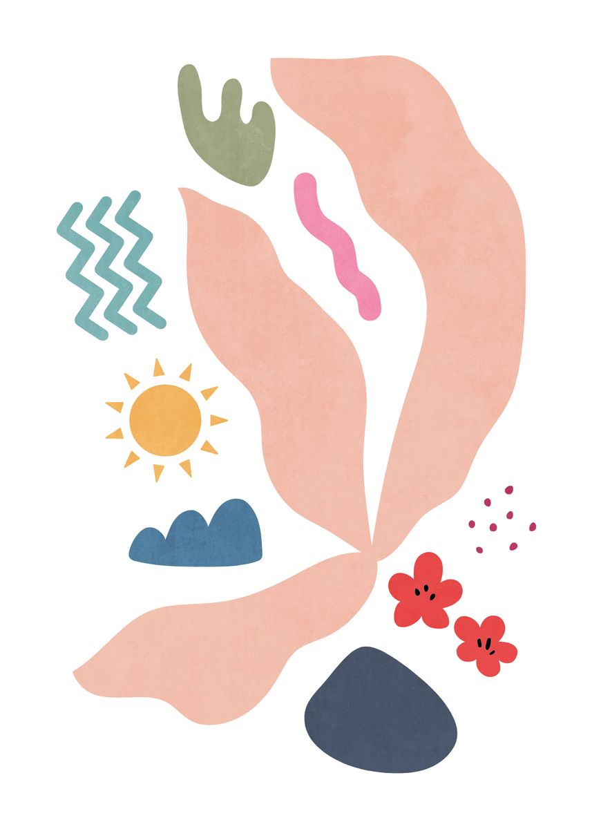 'Tropical Shapes 34' Poster, picture, metal print, paint by amini54 ...