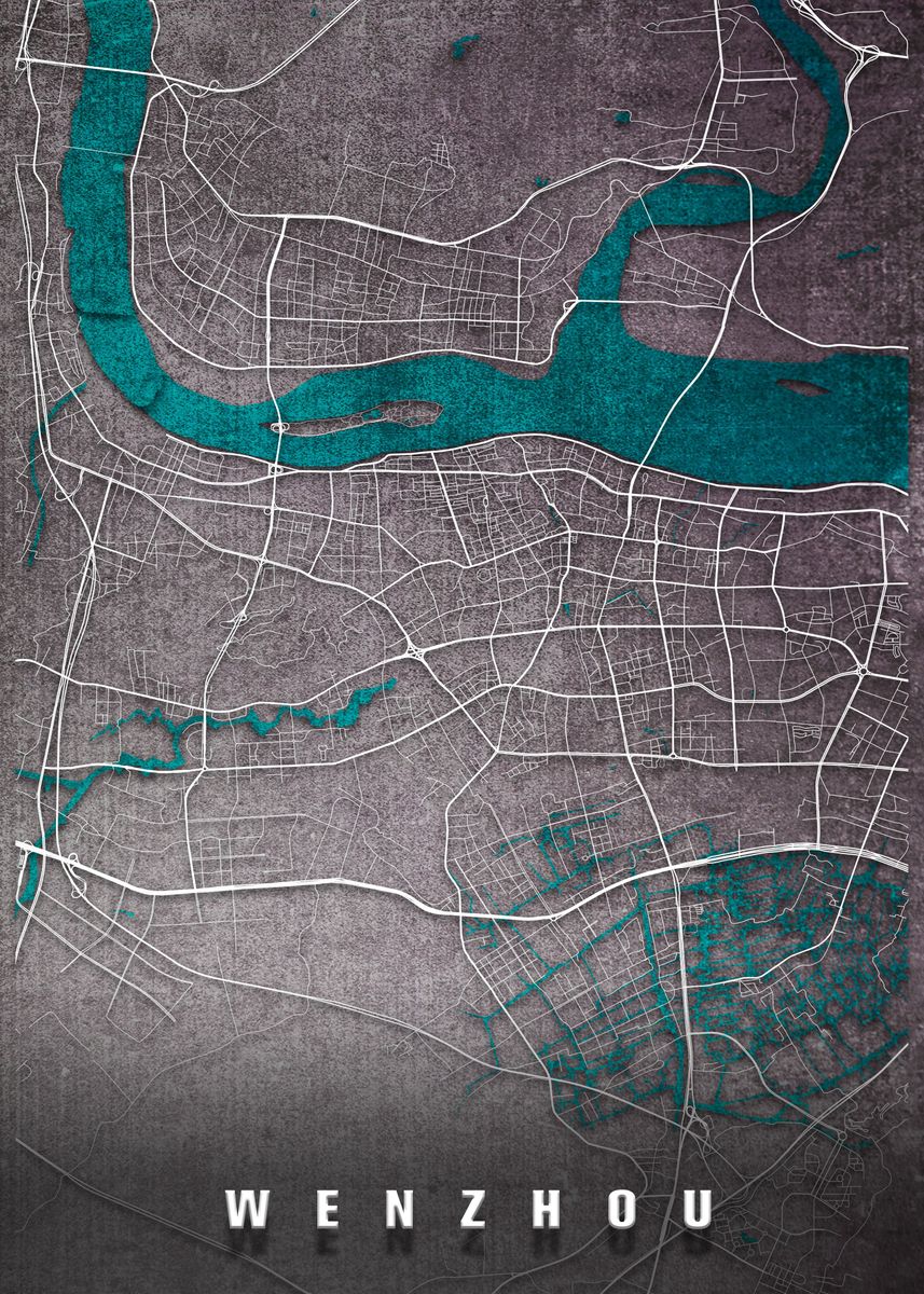 'Wenzhou City Map' Poster by Maksymilian Kulig | Displate