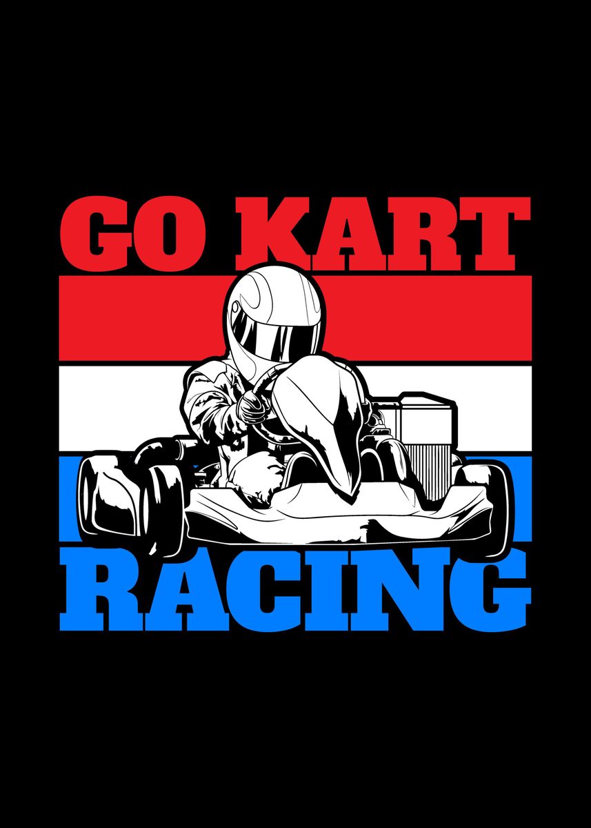'Go Kart Racing' Poster, picture, metal print, paint by Mealla | Displate
