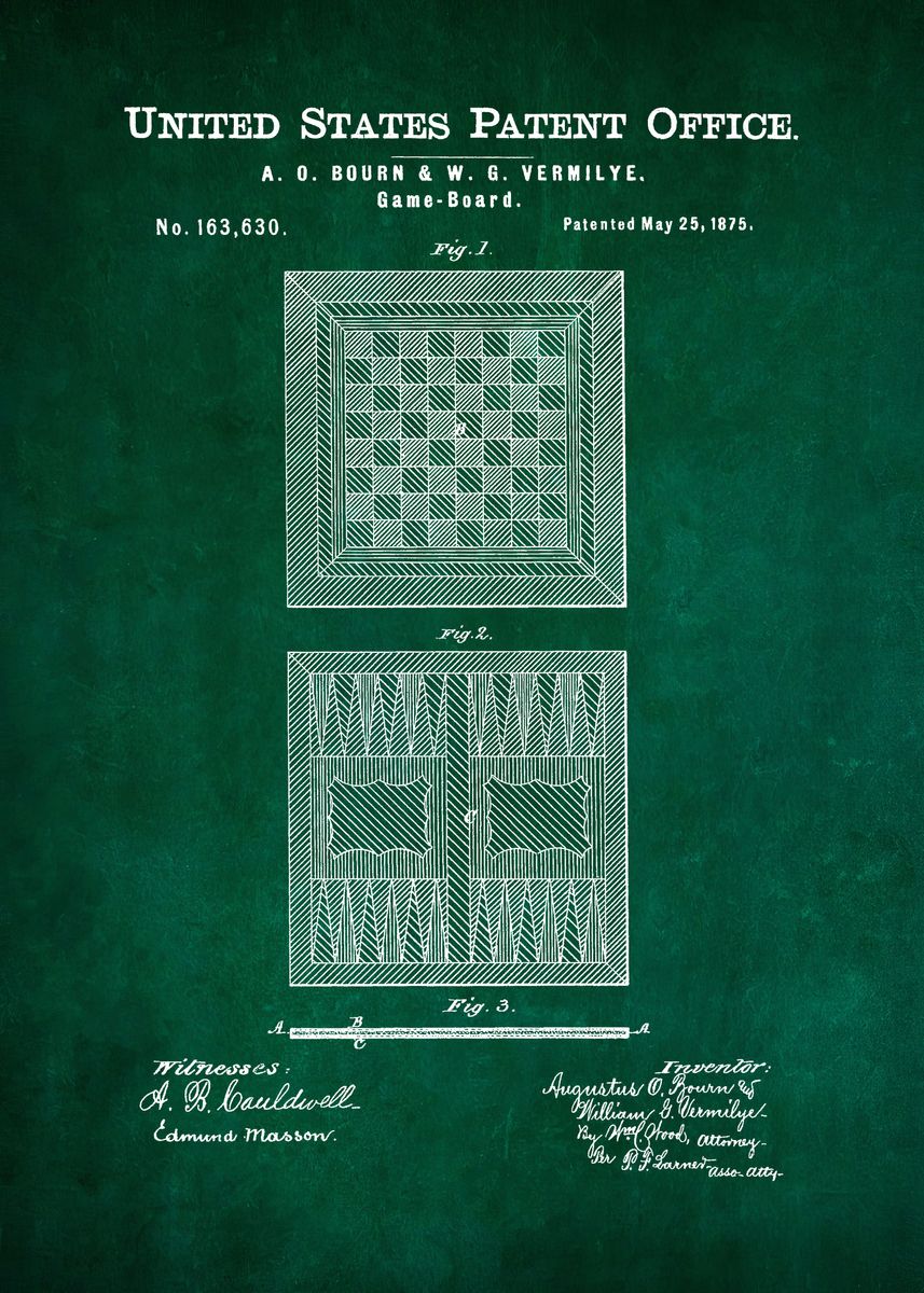 '37 Game Board Patent' Poster, picture, metal print, paint by Yuliya ...