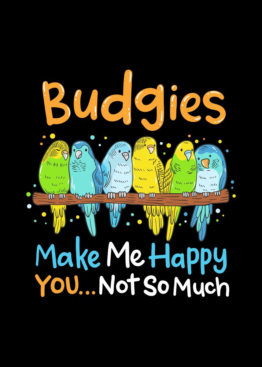 'Budgie Budgerigar Birds' Poster, picture, metal print, paint by Mealla ...