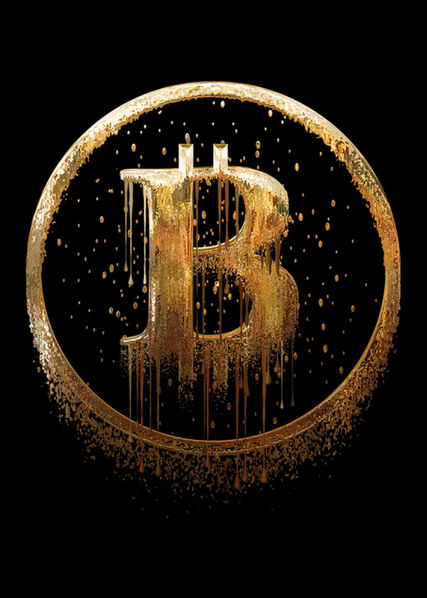 'Bitcoin BTC abstract Gold' Poster, picture, metal print, paint by Max ...