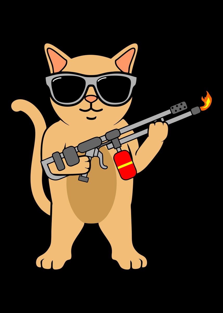 'Flamethrower Cool Gift' Poster, picture, metal print, paint by Hexor ...