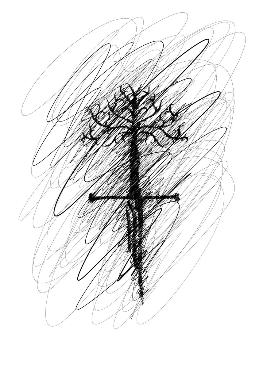 'Tree Sword Drawing Lineart' Poster, picture, metal print, paint by ...