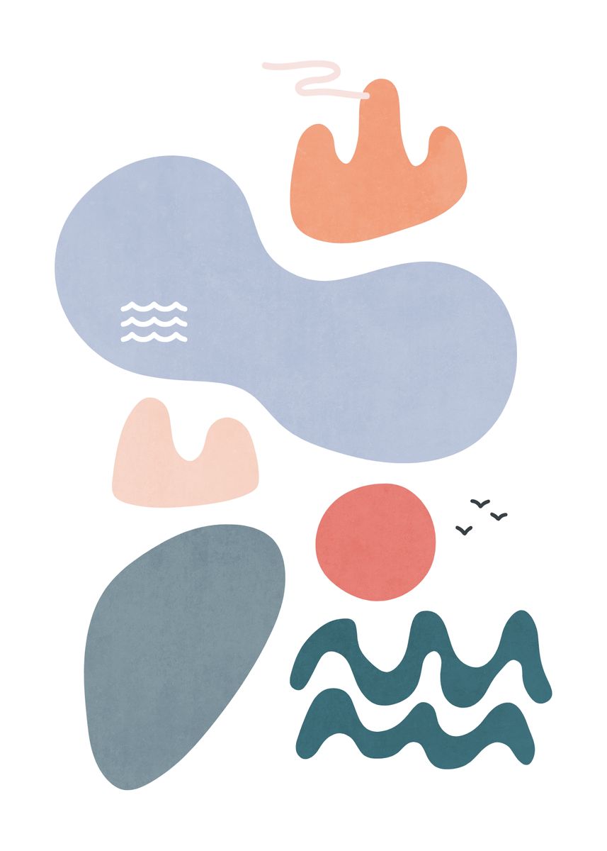 'Ocean Shapes 38' Poster, picture, metal print, paint by amini54 | Displate