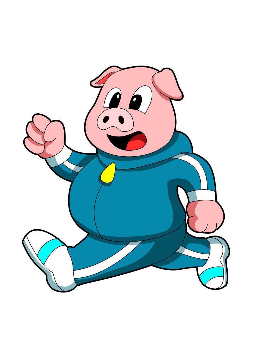 'Pig Running Tracksuit' Poster, picture, metal print, paint by Markus ...
