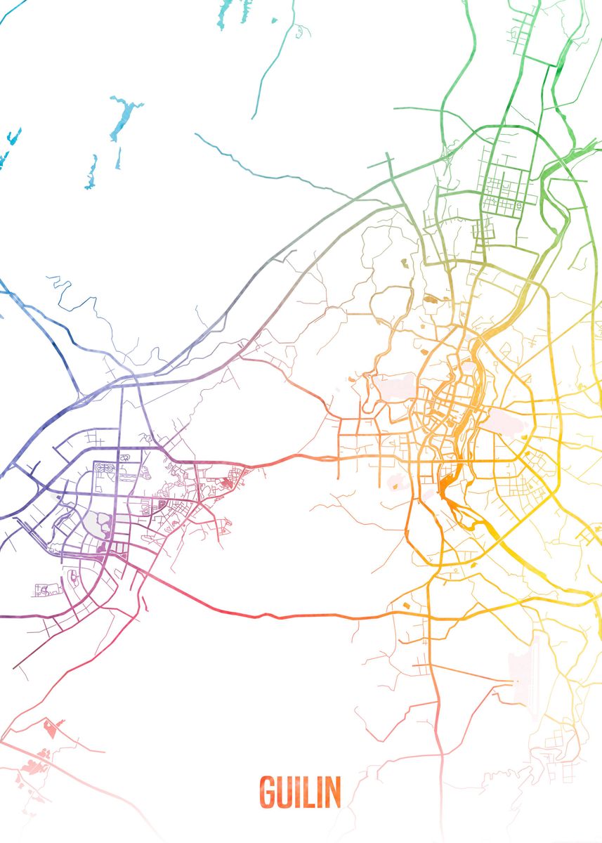 'Guilin map' Poster by Stefano Lunghi | Displate