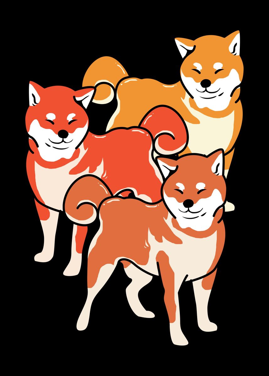 'Akita Family Living Room' Poster, picture, metal print, paint by ...
