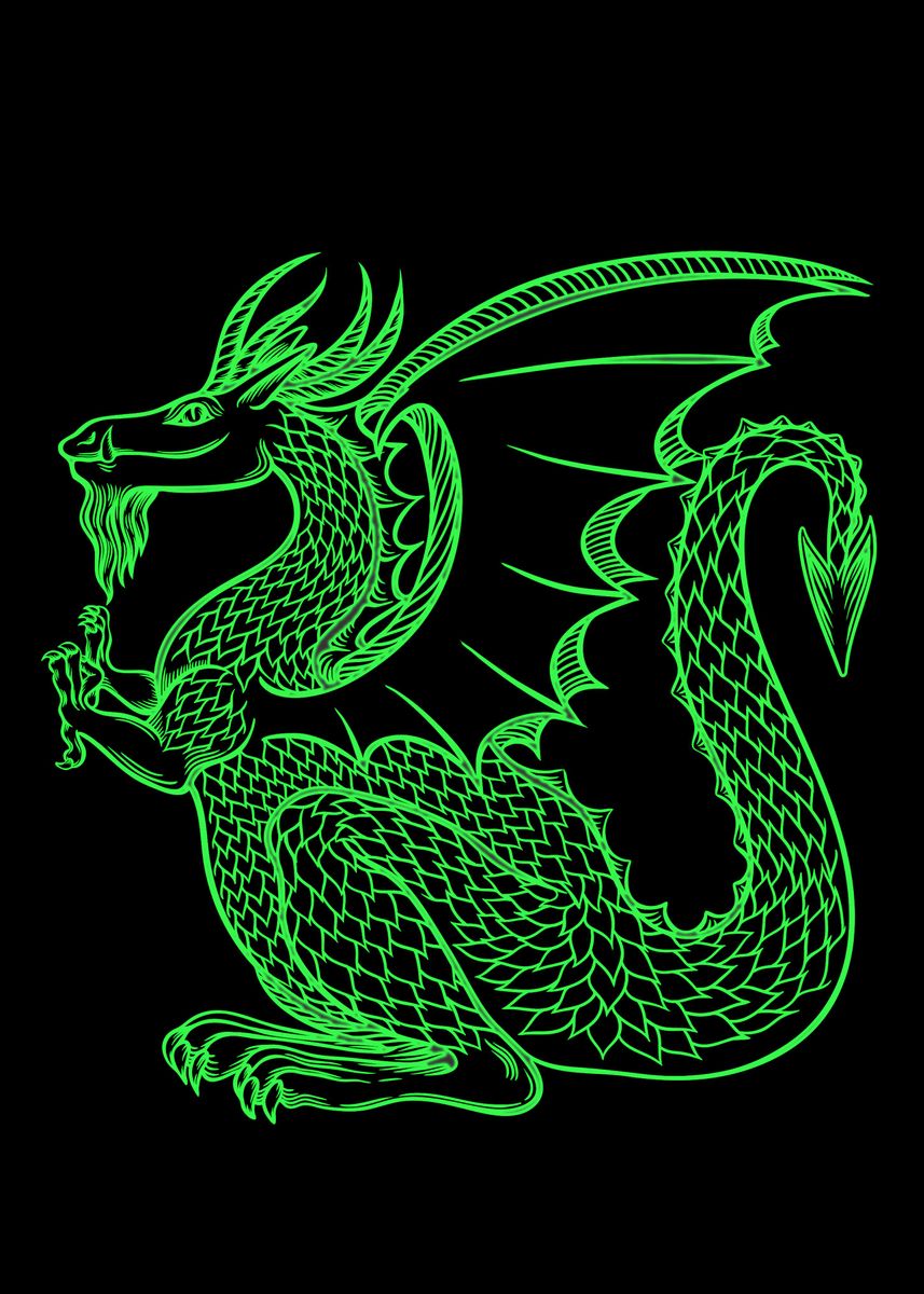 'Dragon Glow Light Green' Poster by Daily Collection | Displate