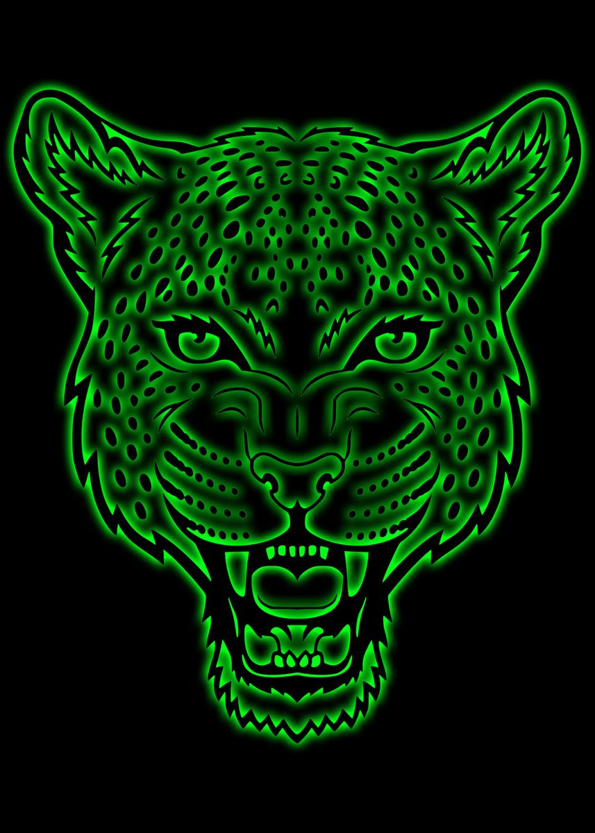 'Leopard Glow Light' Poster, picture, metal print, paint by Daily ...