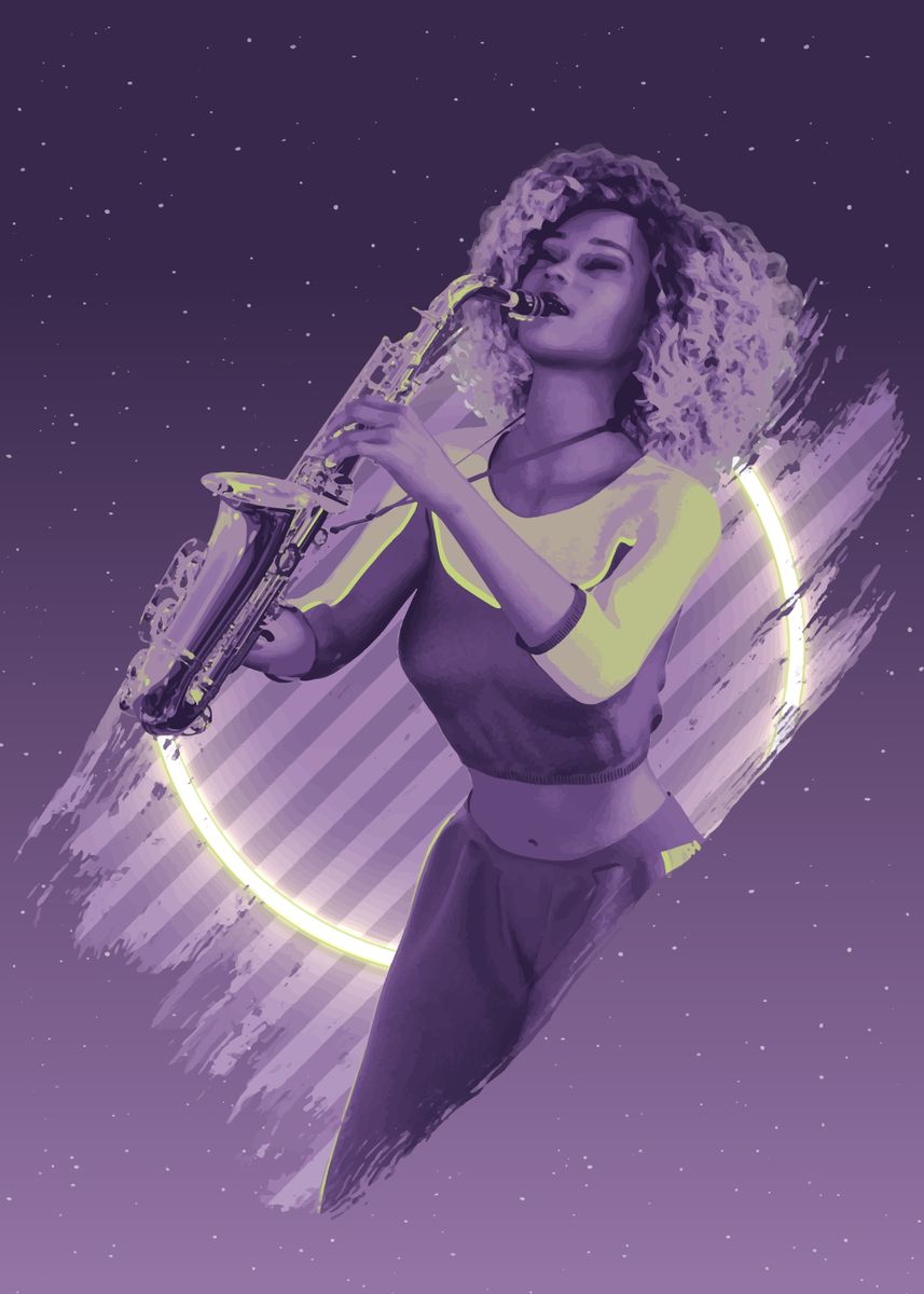 'Synthwave Sax Girl' Poster by Sapphire Titan | Displate