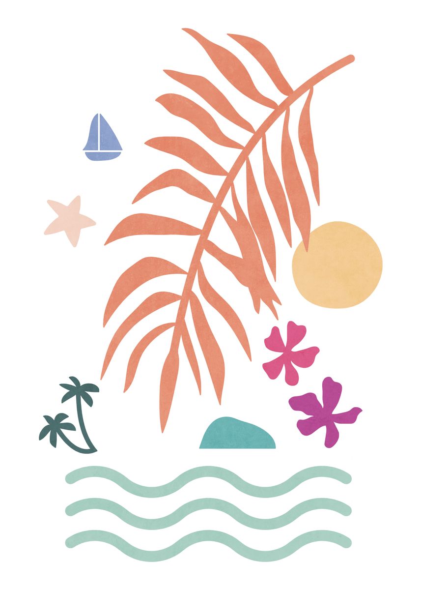 'Tropicaal Shapes 35' Poster, picture, metal print, paint by amini54 ...