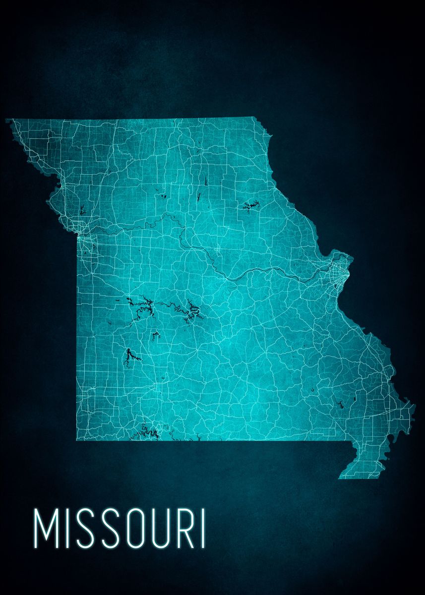 'Missouri State Map' Poster, picture, metal print, paint by The ...