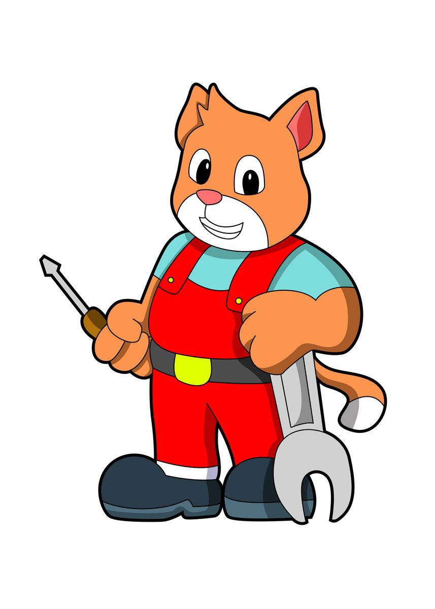 'Cat Craftsman Tool' Poster, picture, metal print, paint by Markus ...