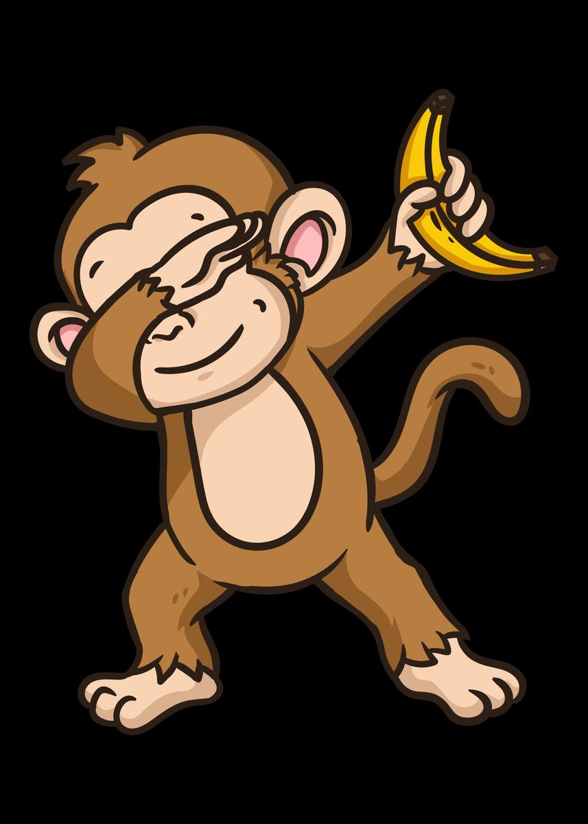 'Monkey Banana Dabbing' Poster, picture, metal print, paint by ...