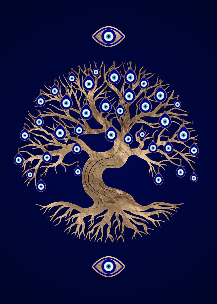 'Tree of Life Evil Eye ' Poster, picture, metal print, paint by ...