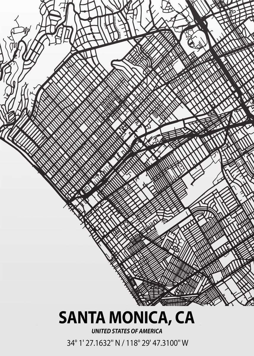 'Santa Monica California ' Poster, picture, metal print, paint by ...