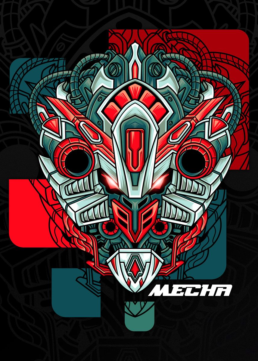 'Red Mecha Vector' Poster, picture, metal print, paint by Ouval Vector ...