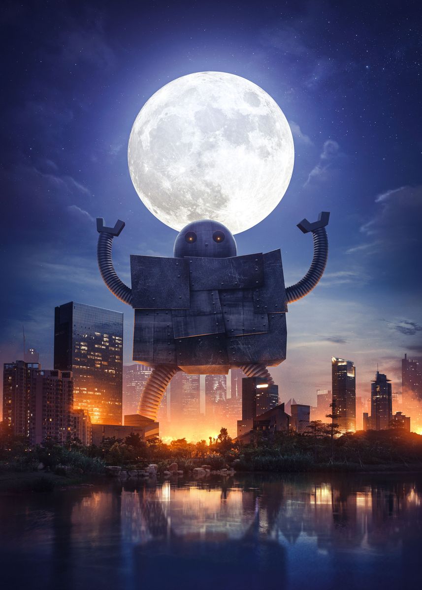 'Robot Rampage' Poster, picture, metal print, paint by Benny ...