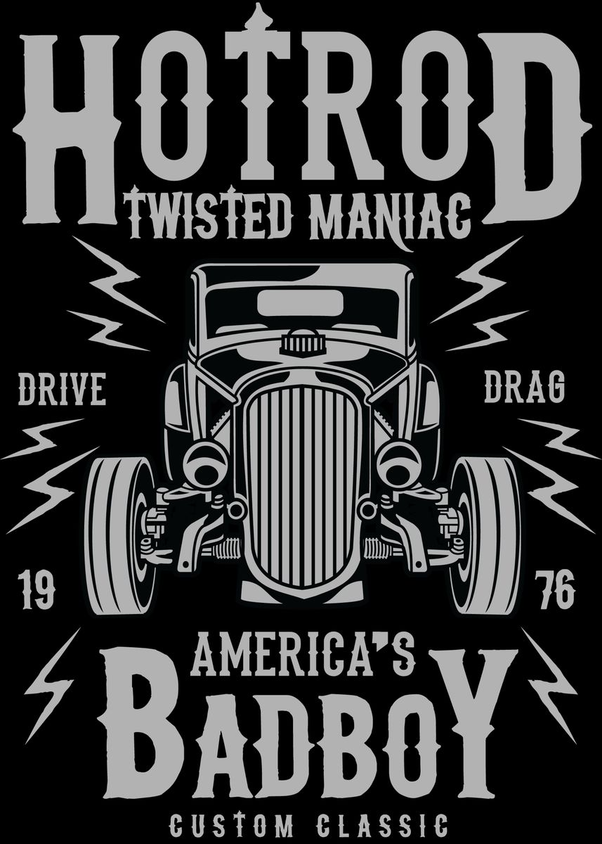 'Hotrod Maniac Car Logo' Poster, picture, metal print, paint by Tim ...
