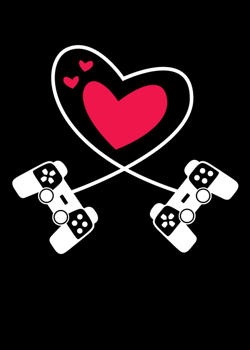 'Gaming Heart' Poster, picture, metal print, paint by Mooon | Displate