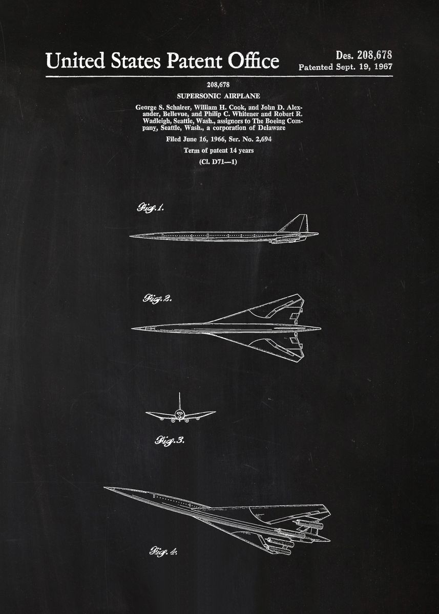 '69 Boeing SST Plane Paten' Poster by Roy Davis | Displate