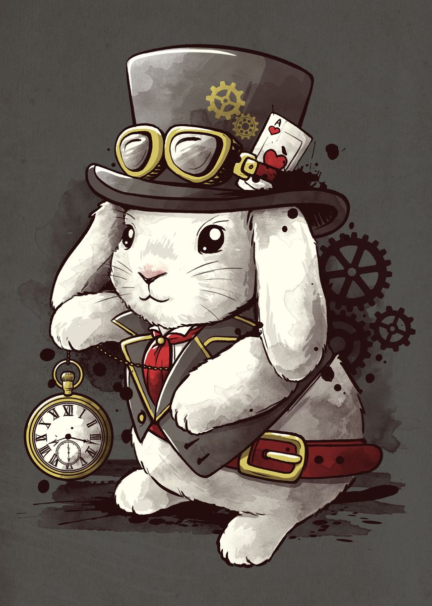 'Steampunk bunny' Poster, picture, metal print, paint by NemiMakeit ...