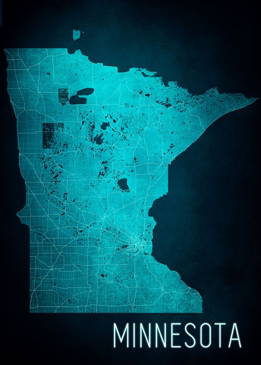 'Minnesota State Map' Poster by The Trackless Road | Displate