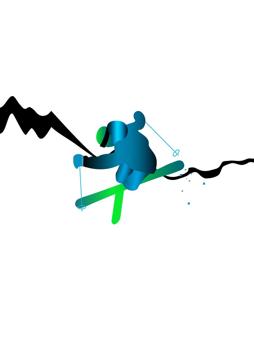'Ski jump' Poster, picture, metal print, paint by LeewardDesign | Displate