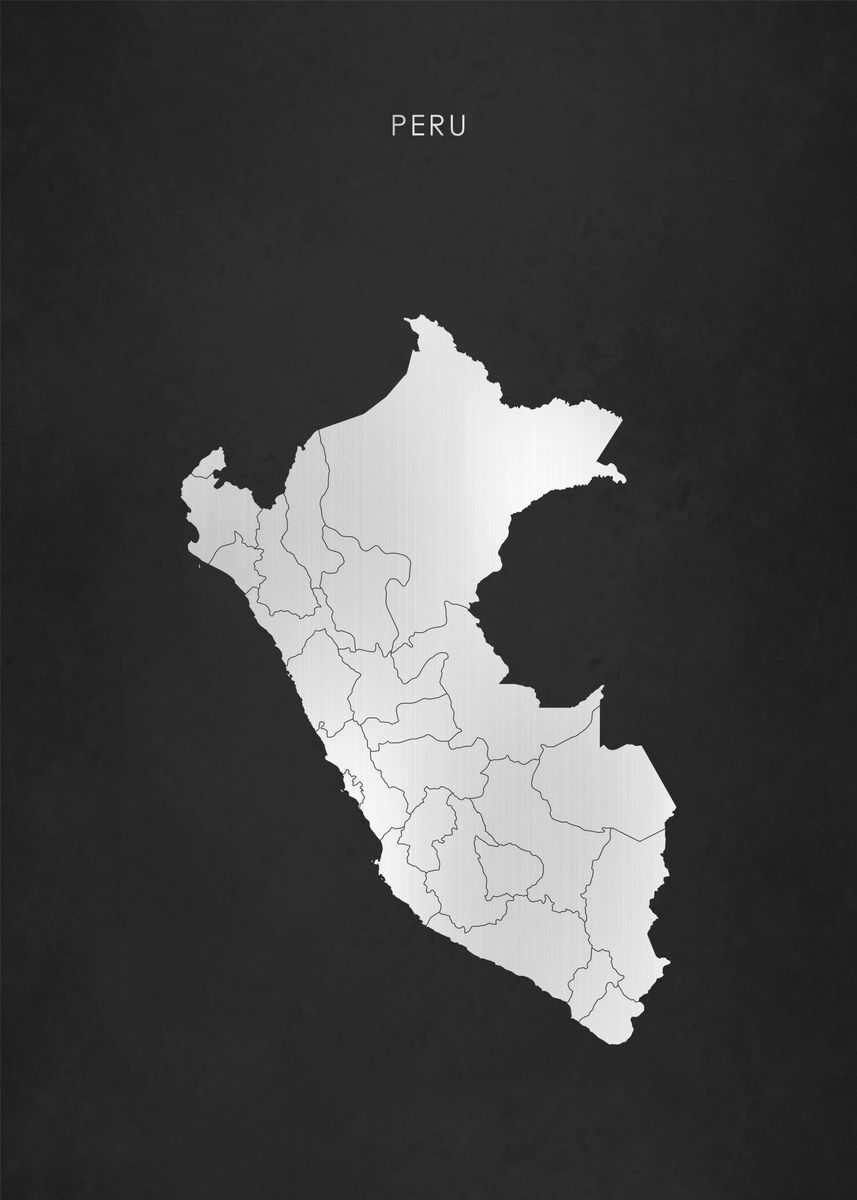 'Silver Peru Map' Poster, picture, metal print, paint by aio | Displate