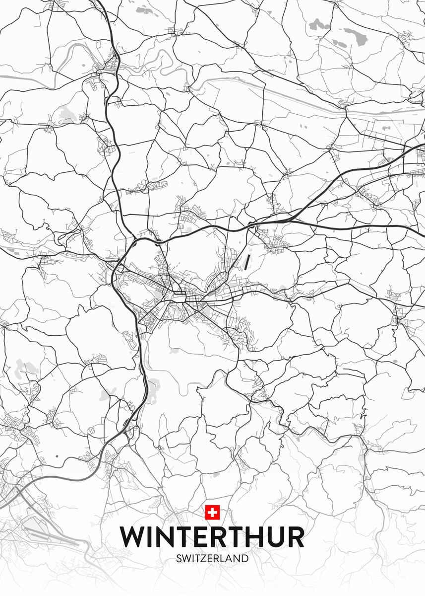 'Winterthur CH' Poster, picture, metal print, paint by IMR Designs ...