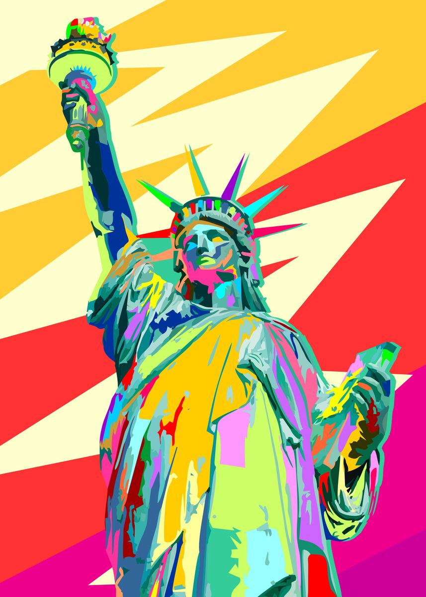 'colors statue of liberty' Poster by joe nove | Displate