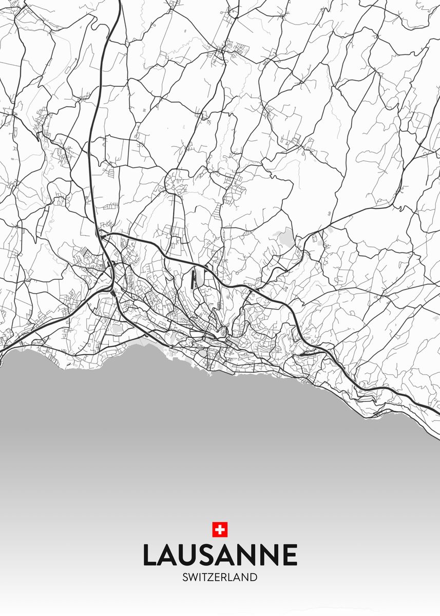 'Lausanne CH' Poster, picture, metal print, paint by IMR Designs | Displate