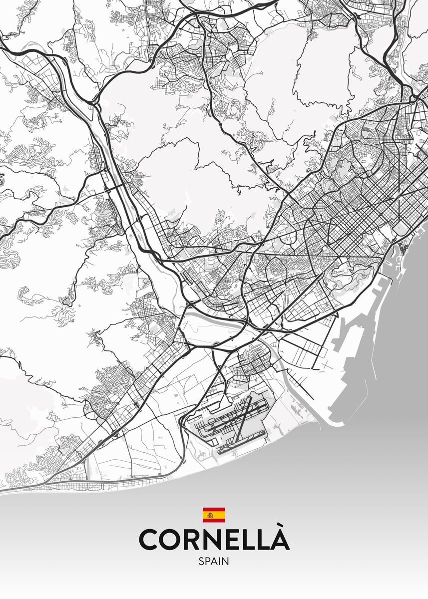 'Cornella ES' Poster, picture, metal print, paint by IMR Designs | Displate