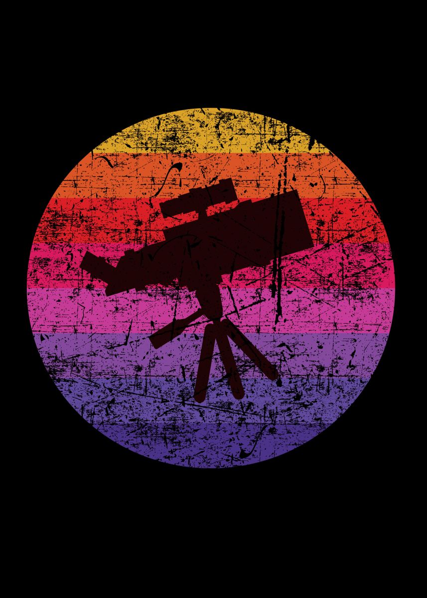 'Astronomy Telescope Retro' Poster, picture, metal print, paint by ...