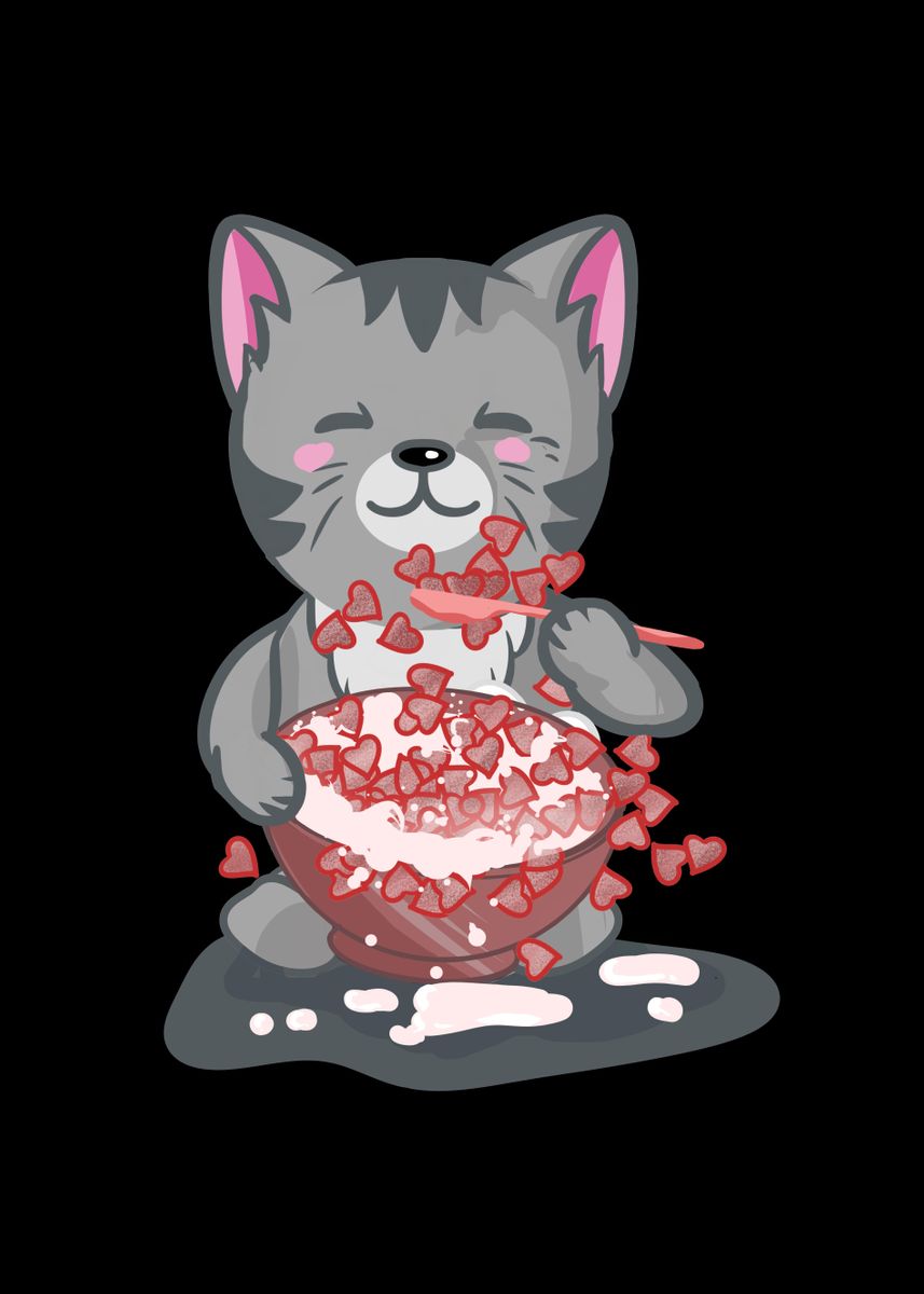 'Cats Love' Poster, picture, metal print, paint by Lukes Pixel Studio ...