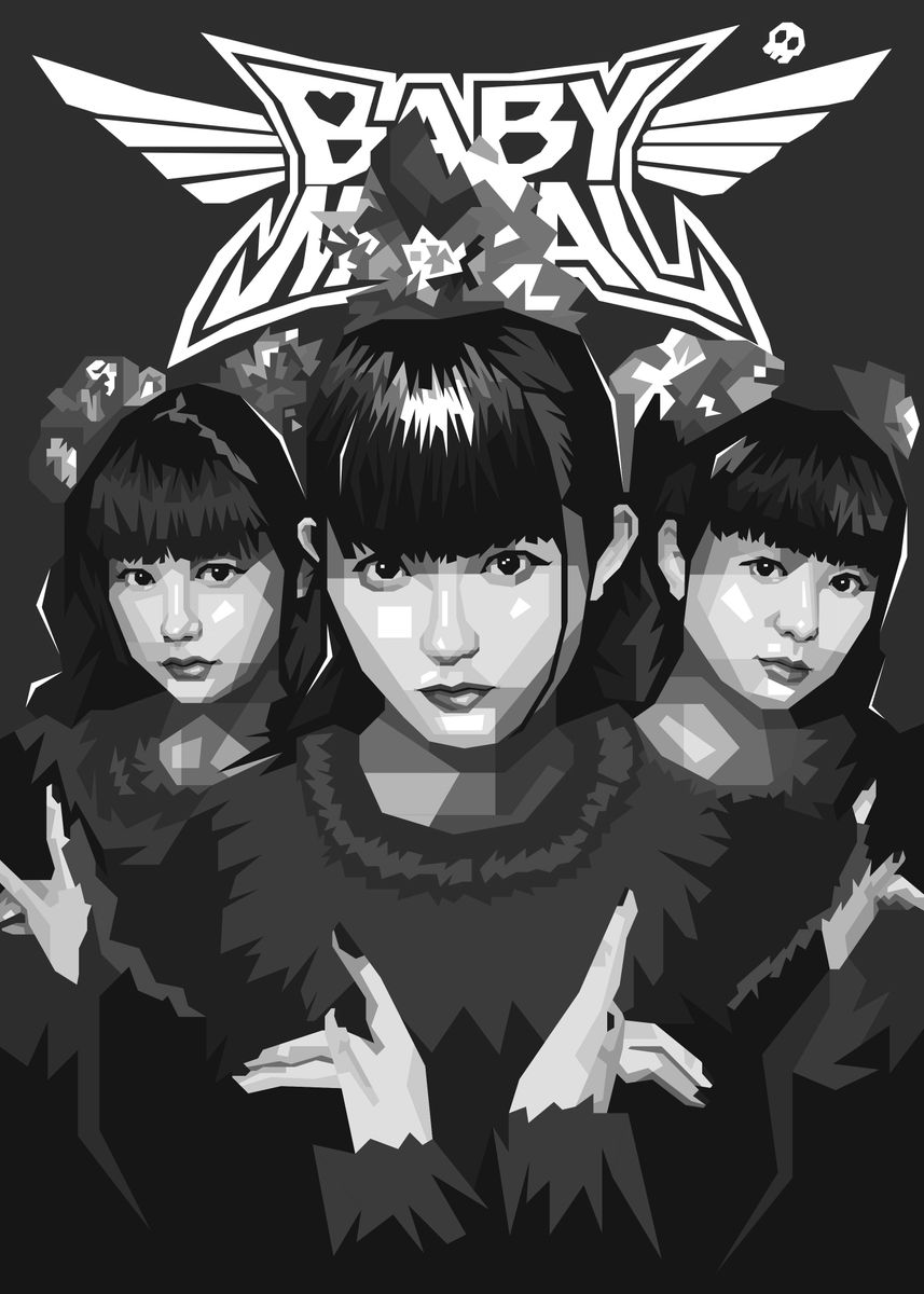 'BABY METAL POSTER BW' Poster, picture, metal print, paint by Rochefort ...