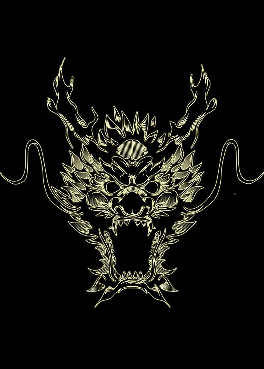 'Head Dragon Light' Poster by Daily Collection | Displate