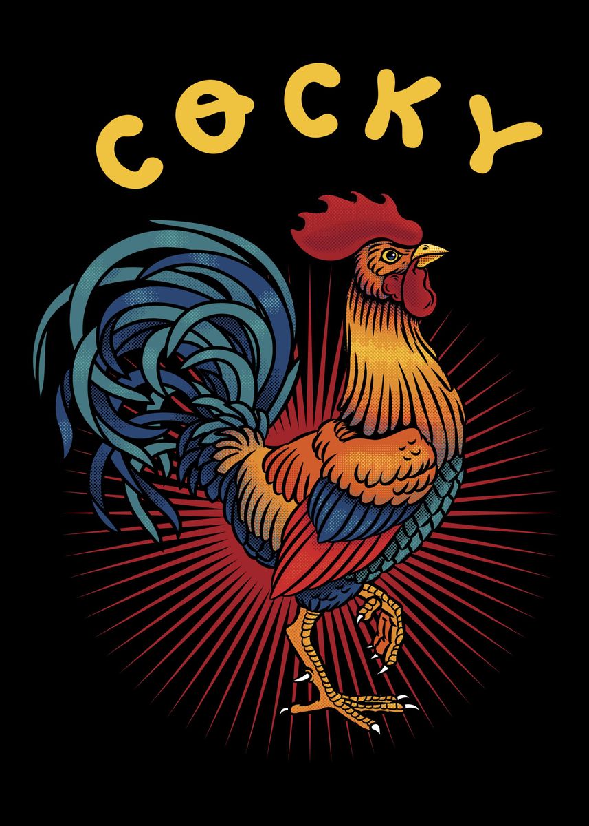 'Cocky' Poster, picture, metal print, paint by John DonJoe | Displate