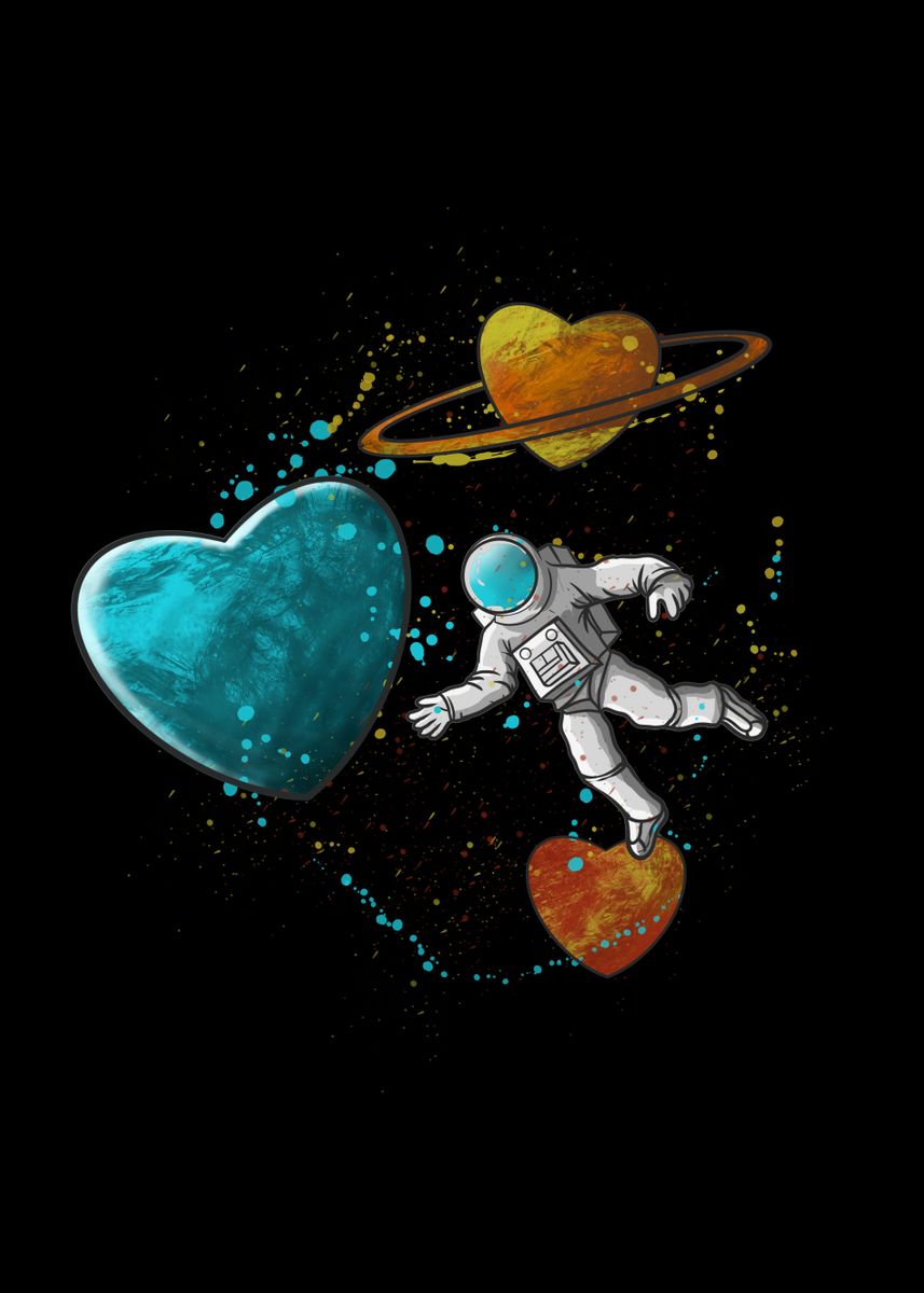 'Astronauts Space Love' Poster, picture, metal print, paint by Lukes ...