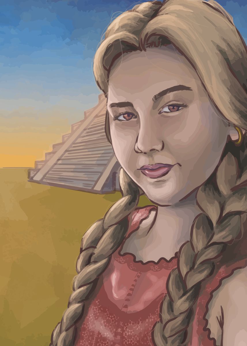 'Aztec Maiden' Poster, picture, metal print, paint by PetitePudding | Displate