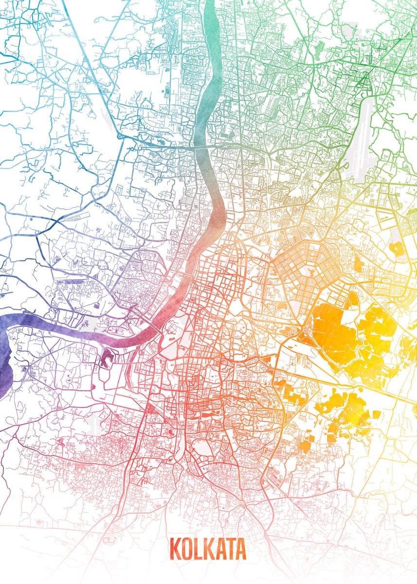 'Kolkata map' Poster, picture, metal print, paint by LUNGHISTE | Displate