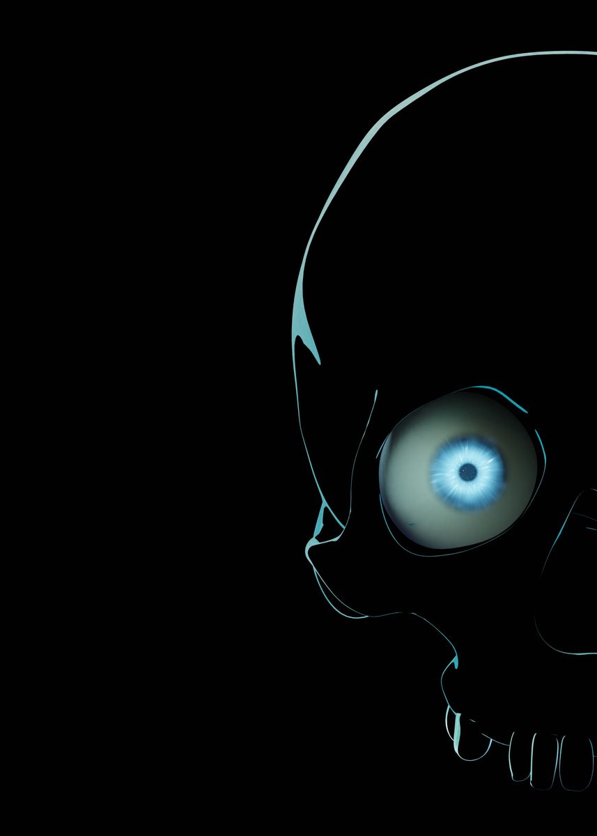 'Blue Cartoon Skull' Poster by Bertil Hansen | Displate