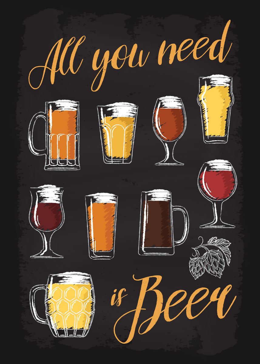 'All you need is Beer' Poster by dkDesign | Displate