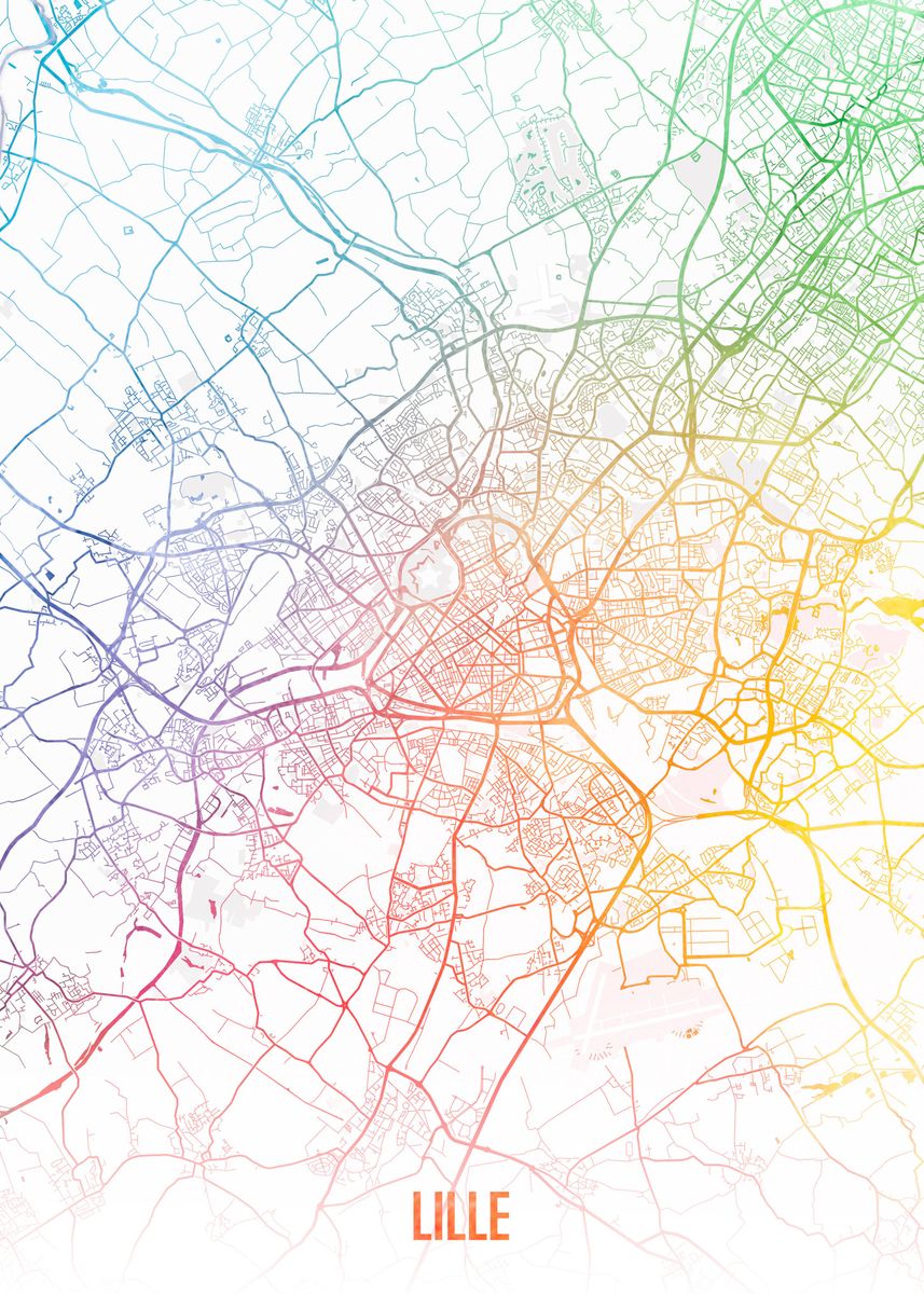 'Lille map' Poster by Stefano Lunghi | Displate