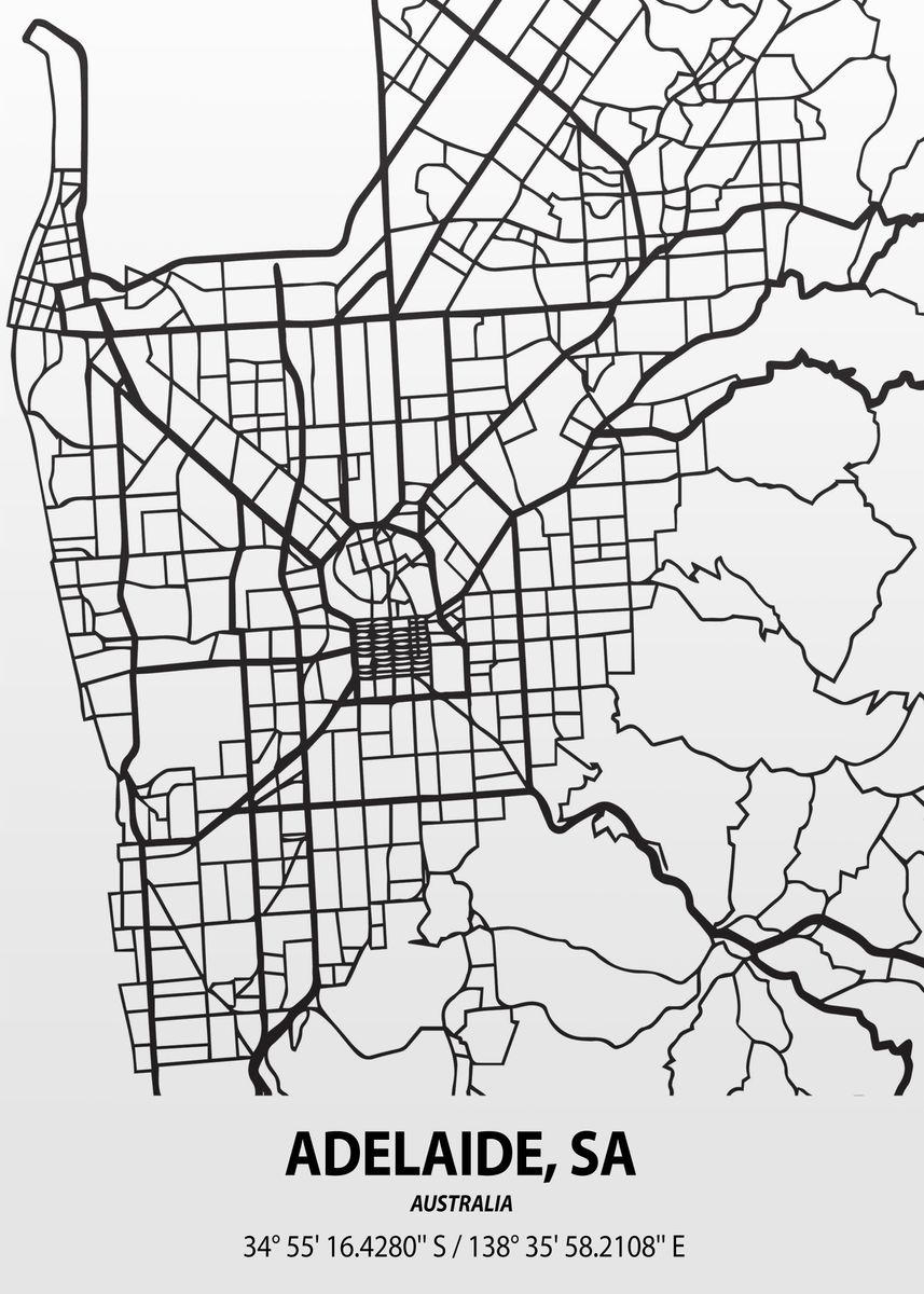 'Adelaide Australia' Poster, picture, metal print, paint by Designersen ...