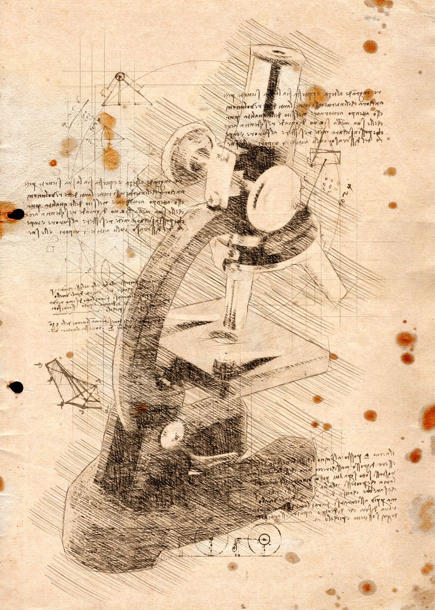 'Microscope Sketch' Poster by Maksymilian Kulig | Displate